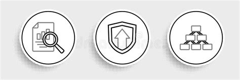 Set Line Hierarchy Organogram Document With Graph Chart And Financial