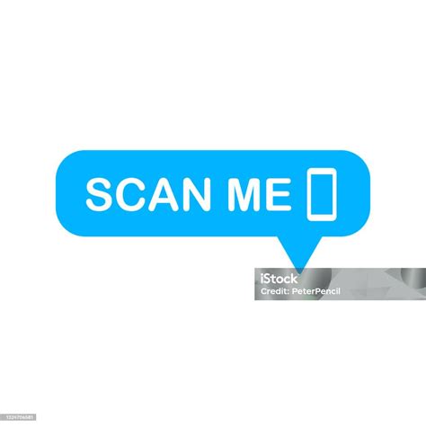 Qr 코드 스캔 레이블입니다 Qr 코드 아이콘을 스캔합니다 텍스트 스캔합니다 음성 거품 벡터 그림입니다 Brand Name