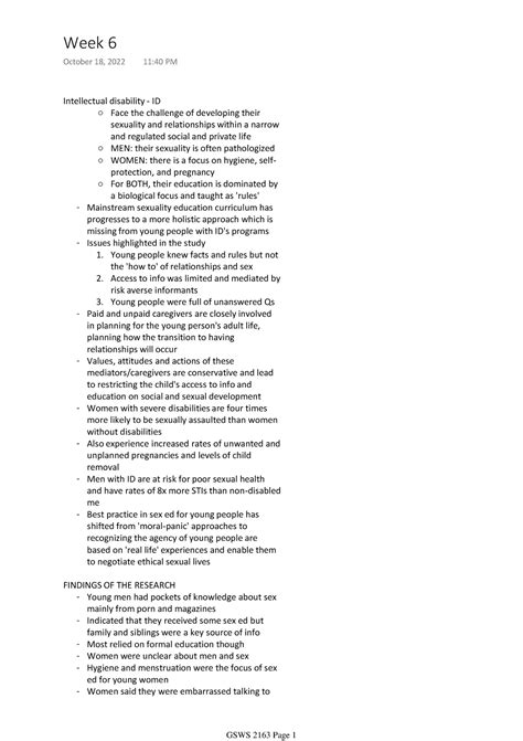 Week 6 Gsws 2163 Week 6 Lecture Notes Intellectual Disability Id