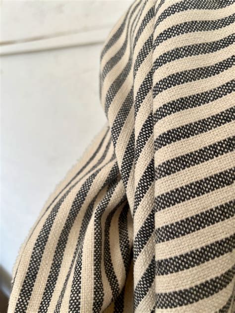 Mariola Recycled Striped Cotton Charcoal Maison Brocante