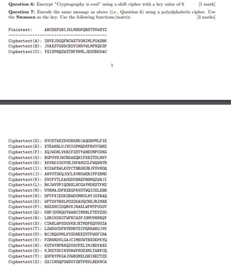 Solved Question 6 Encrypt Cryptography Is Cool Using A