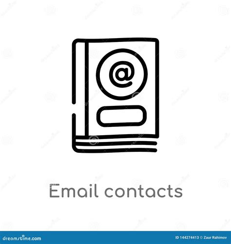 Outline Email Contacts Vector Icon Isolated Black Simple Line Element