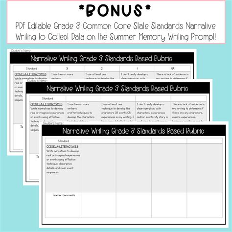 Grade 3 Narrative Writing Rubric