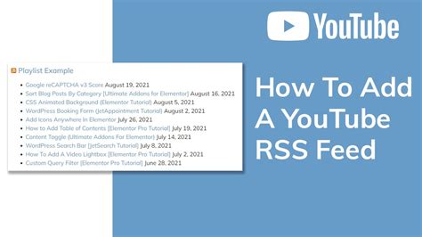 Youtube Rss Feed Wordpress Tutorial Youtube