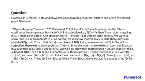 solved exercise 4 8 marks state and prove the open mapping theorem