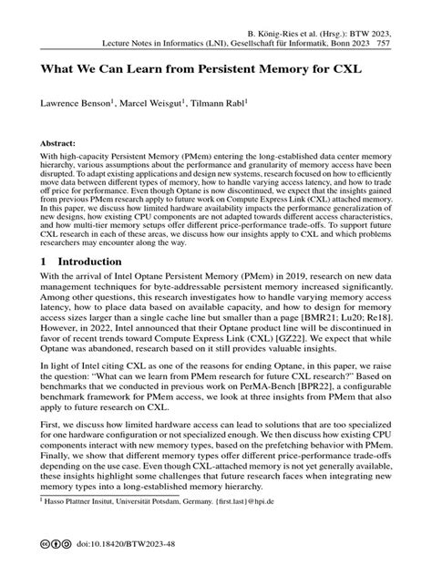 What We Can Learn From Persistent Memory For Cxl Pdf Central Processing Unit Computer Memory