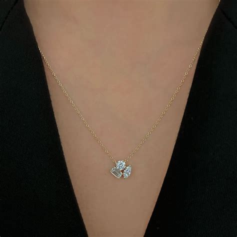 Multi Shape Three Diamond Necklace Alev Jewelry