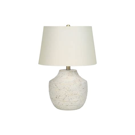 Oyezvary 20 Inch Cream Concrete Table Lamp With Ivory Linen Tapered