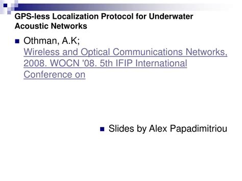 Ppt Gps Less Localization Protocol For Underwater Acoustic Networks