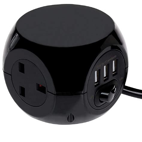 14m 3 Socket Electrical Extension Cube With 3 Usb Slots