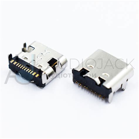 Разъём USB type C, гнездо 16pin, монтажное SMD на плату, 4 крепления ...