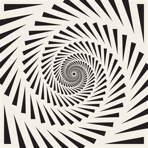 Vector Black And White Spiral Triangles Swirl Abstract Optical Illusion