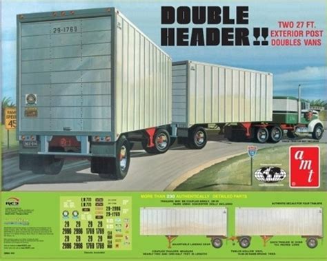Amt 1132 Double Header Tandem Van Trailers 1 25 Scale I Rcma Model And