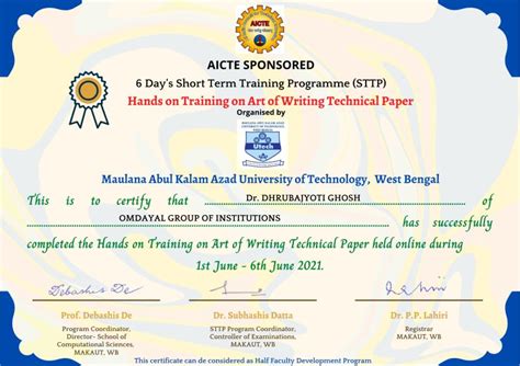 Dr Dhrubajyoti Ghosh On Linkedin Successfully Completed Aicte