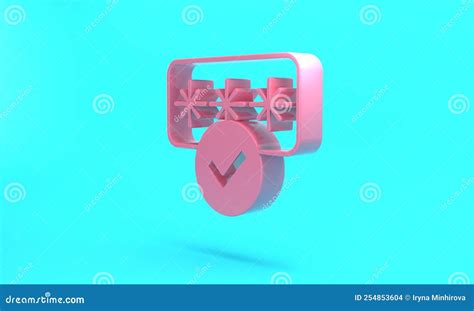 Pink Password Protection And Safety Access Icon Isolated On Turquoise Blue Background Security