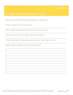 Fillable Online 07 Strategic Planning Checklist Fax Email Print PdfFiller