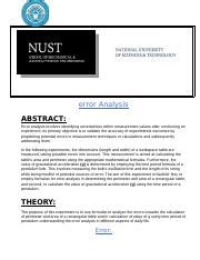 Analyzing Errors In Measurement Experimentation Course Hero