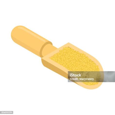 나무 특 종 절연에 대 한 수 수 나무 삽에 가루입니다 흰색 바탕에 곡물입니다 벡터 일러스트 레이 션 가득 찬에 대한 스톡 벡터