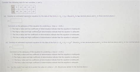 Solved Consider The Following Data For Two Variables X And Chegg