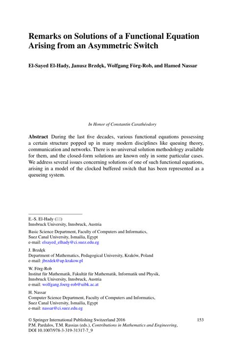 Pdf Remarks On Solutions Of A Functional Equation Arising From An
