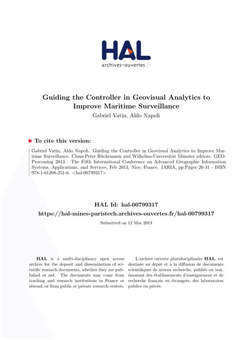 Pdf Guiding The Controller In Geovisual Analytics To Improve Maritime Surveillance