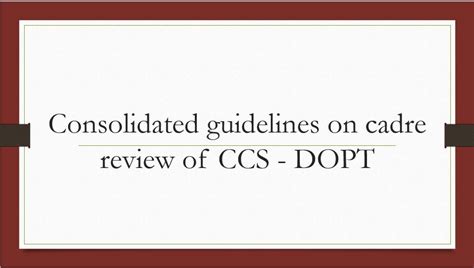Consolidated Guidelines On Cadre Review Of Ccs Dopt Govtempdiary