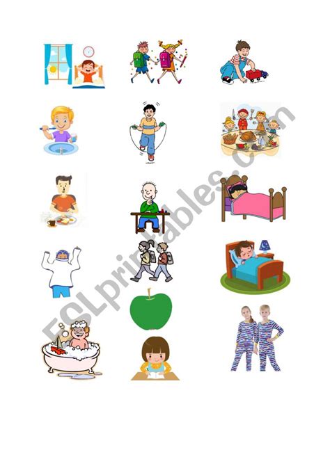 Daily Routines Match Up ESL Worksheet By Marietu