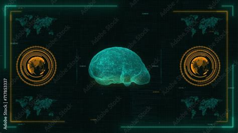 Futuristic Ai Brain Scan Interface With Glowing Digital Data And Neural