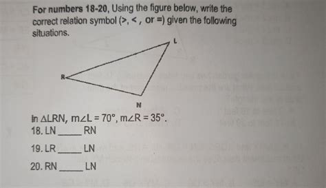 Solved For Numbers 18 20 Using The Figure Below Write The Correct