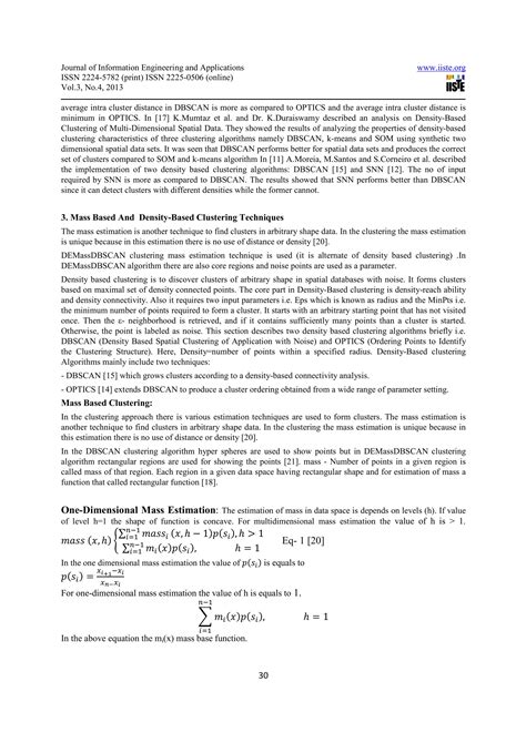 Analysis Of Mass Based And Density Based Clustering Techniques On