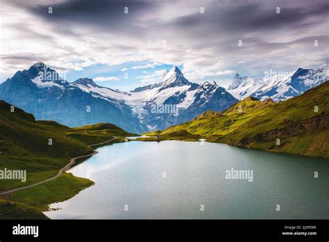Panorama Of Mt Schreckhorn And Wetterhorn Popular Tourist Attraction