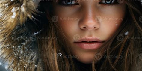 Ai Generated Close Up Of Woman In Hooded Coat Intense Gaze And Detailed Facial Features Ai