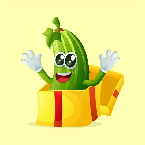 Premium Vector Cute Cucumber Character Receiving Ts