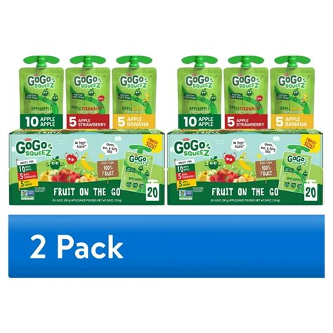 2 Pack Gogo Squeez Applesauce And Fruit Puree Apple Apple Apple
