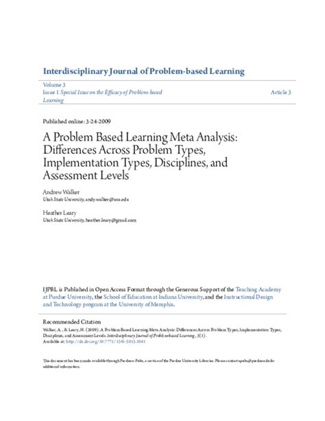 Pdf A Problem Based Learning Meta Analysis Diff Erences Across