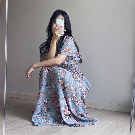 로이스제이 여름신상 휴양지 바캉스 휴가룩 쉬폰 롱 원피스 스모크밴딩 꽃무늬 보헤미안 등리본 뒷리본 원피스 리조트룩 동남아 원피스 괌 하와이