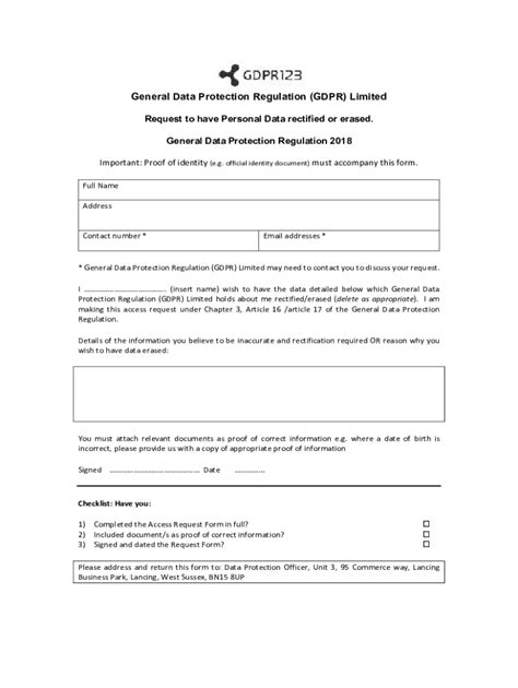 Fillable Online Personal Data Rectification Erasure Formdocx Fax Email
