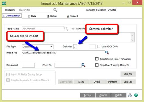 Sage 100 Visual Integrator Importing Comma Separated Or ‘csv Files