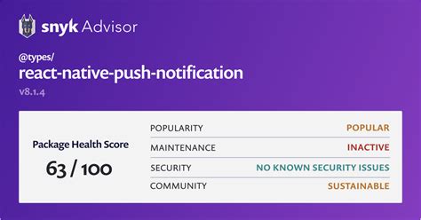 types react native push notification npm package snyk