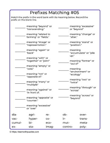 Prefix Matching 05 Learn With Puzzles