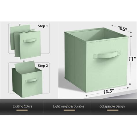 Sorbus Foldable Storage Cubes 6 Pack 11 Inch Sage Green Fabric Foldable Storage And