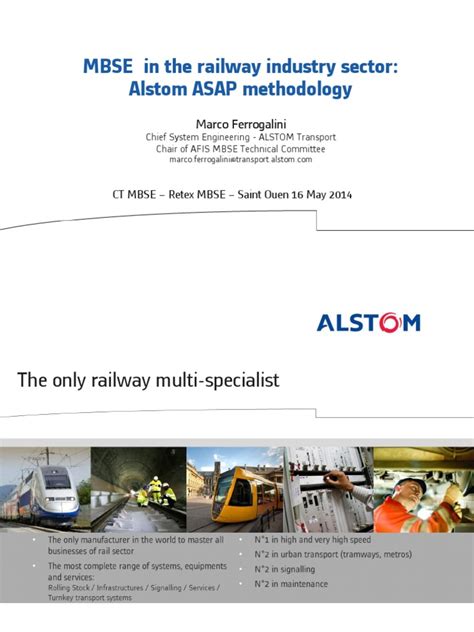 Mbse In The Railway Industry Sector Alstom Asap Methodology Pdf