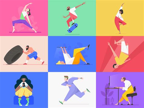Set Of 20 Minimal Flat Illustrations