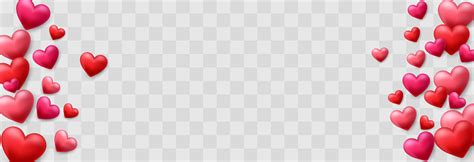벡터 3d 하트 디자인은 투명 한 배경에 장식 되어 있습니다 행복한 여성 어머니 발렌타인 데이 및 생일 축하를위한 사랑의 상징 빨간색과 분홍색 하트가 투명하게 격리되어