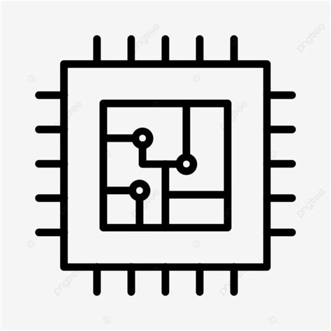 Processor Line Icon Vector Core Cpu Hardware Png And Vector With