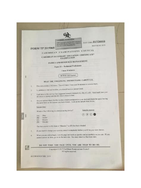 Csec2019multiplechoicefarmpastpaper Pdf