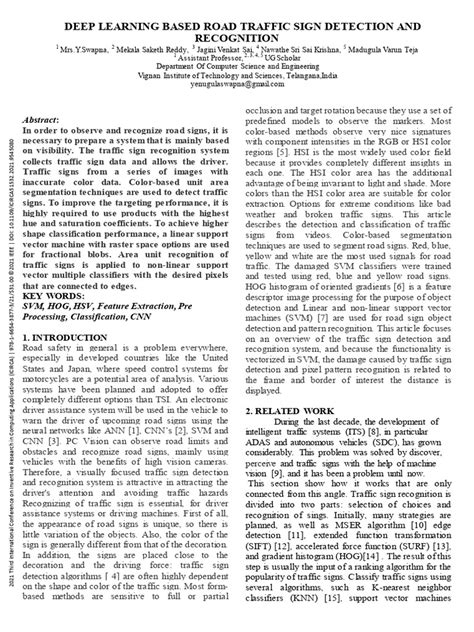 Deep Learning Based Road Traffic Sign Detection And Recognition Pdf Support Vector Machine