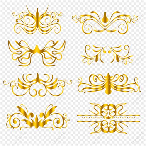 Cartoon Hand Drawn Golden European Labelcurveabstract Free Png And Clipart Image For Free