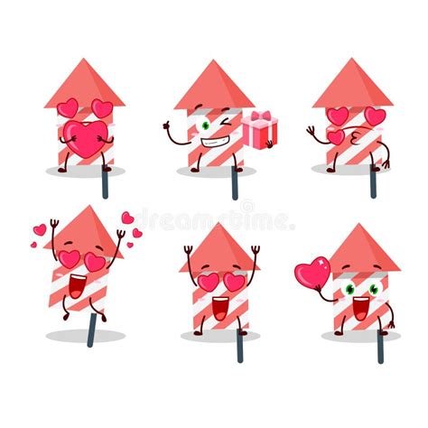 Fire Cracker Cartoon Character With Love Cute Emoticon Stock Vector Illustration Of Cute