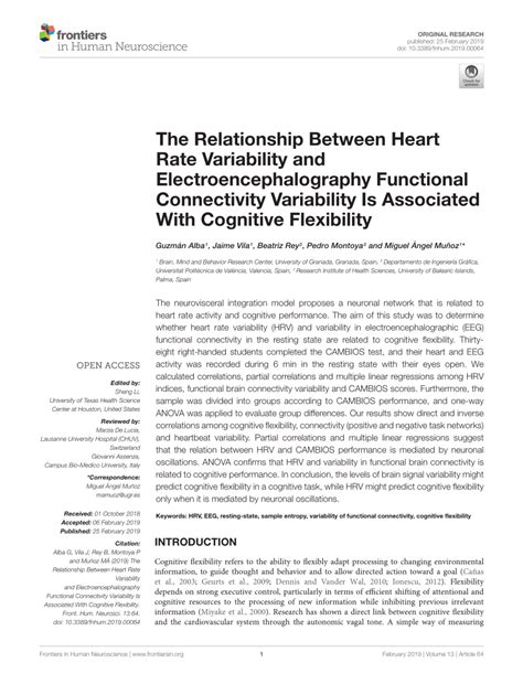 Pdf The Relationship Between Heart Rate Variability And